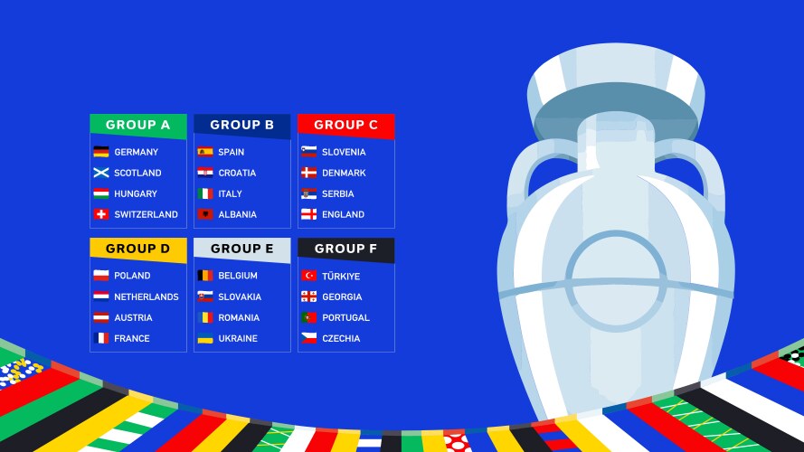 Euro 2024 germany groups ribbon design with symbol