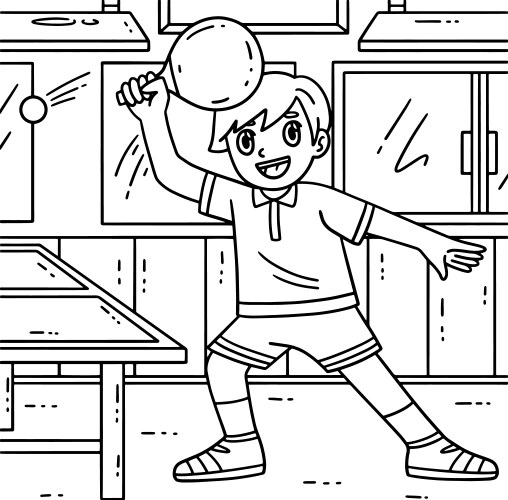 Table tennis player practicing isolated coloring Vector Image