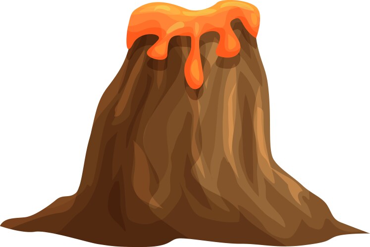 Volcano erupting with molten lava flowing down Vector Image