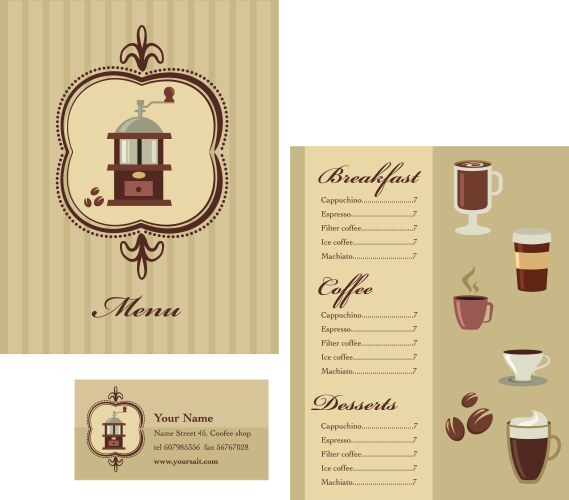 Coffee production menu Royalty Free Vector Image