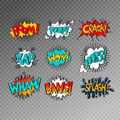Comic sound effect set Royalty Free Vector Image