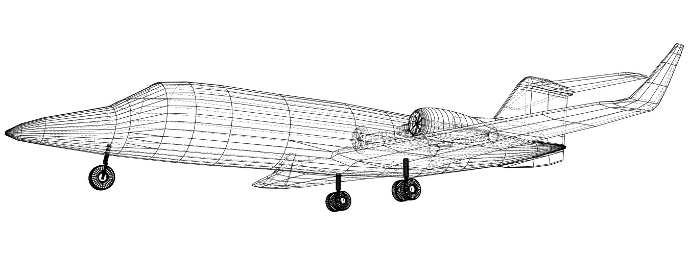 Passenger airplane wireframe isolated on white Vector Image