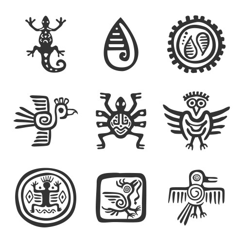Aztec navajo elements set southwestern symbols Vector Image