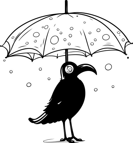Cute penguin with umbrella and rain cartoon Vector Image
