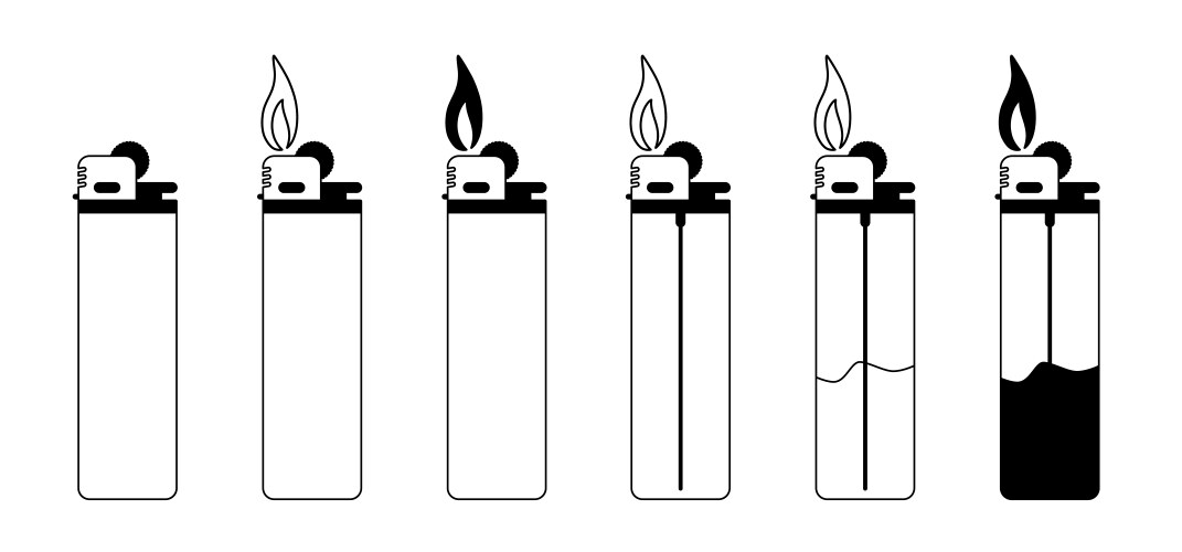 Cigarette lighter icon lighters logo fire symbol Vector Image