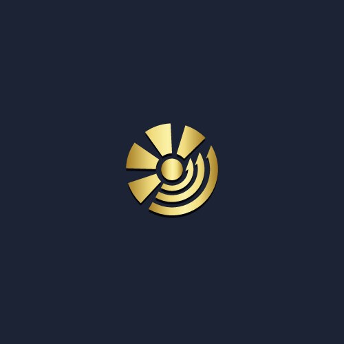 Round abstract flower gold logo Royalty Free Vector Image