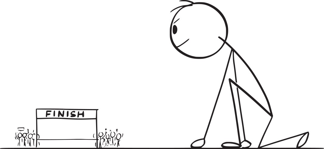Person on the start cartoon stick figure Vector Image