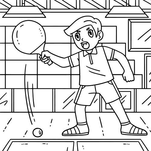 Table tennis player practicing coloring page Vector Image