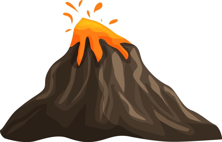 Volcano erupting with molten lava flowing down Vector Image