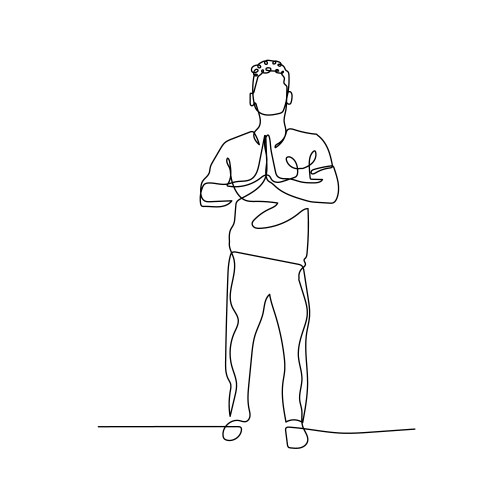 Continuous one line drawing standing man Vector Image
