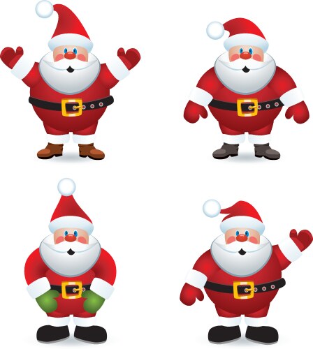 Santa claus various expressions face side view Vector Image