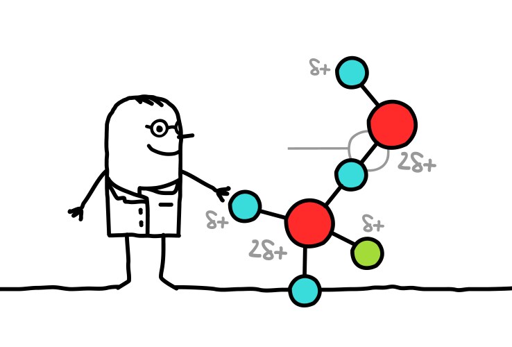 Cute cartoon molecule and atom icon set atomic Vector Image