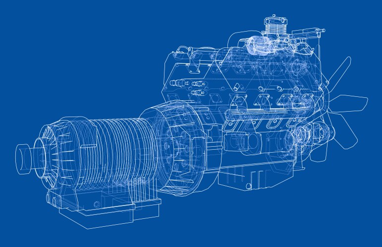 Car engine rendering of 3d Royalty Free Vector Image