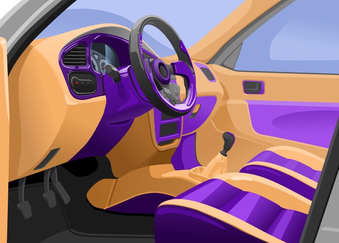 People inside car interior travel driver Vector Image