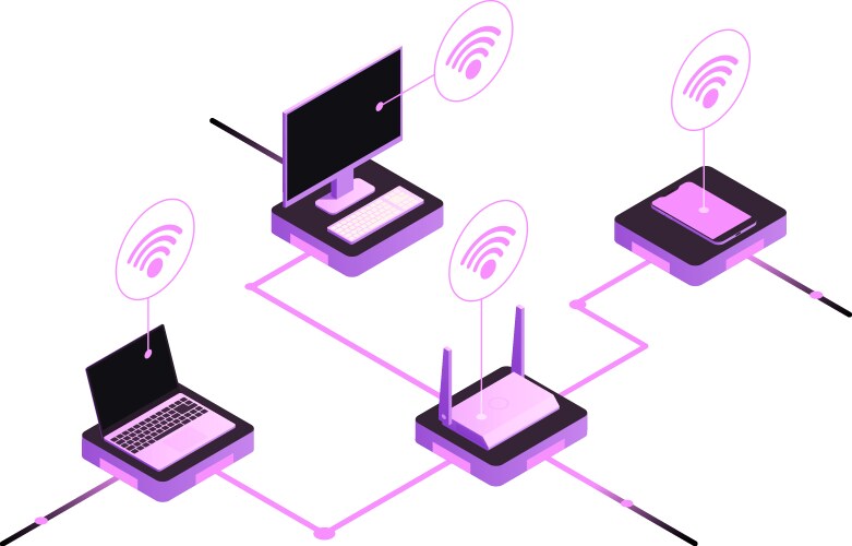 Ring network topology lan design networking Vector Image