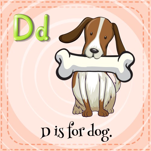 Flashcard letter d is for dog Royalty Free Vector Image