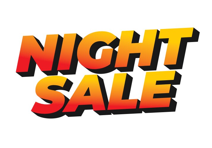 Night sale text effect design in 3d look Vector Image