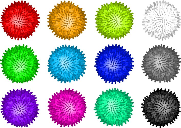 Realistic detailed 3d colorful pom poms set Vector Image