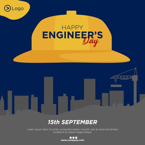 Banner design of happy engineers day Royalty Free Vector