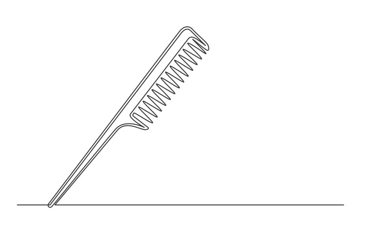 Continuous one line barber comb Royalty Free Vector Image