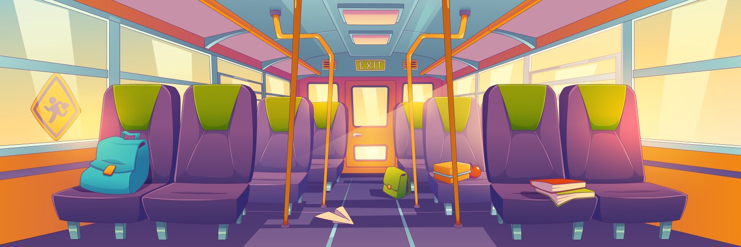 Bus interior with empty yellow seats Royalty Free Vector