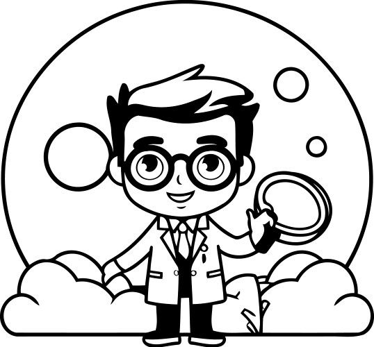 Scientist with magnifying glass Royalty Free Vector Image