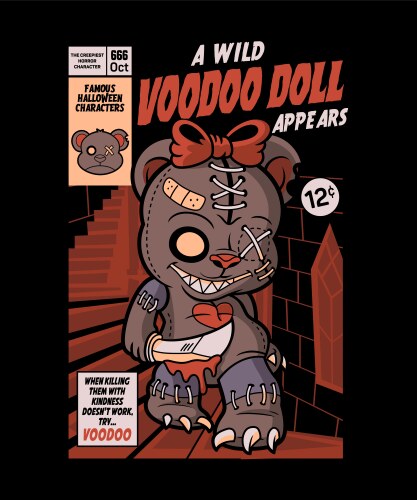 Occultism set with pentagram voodoo doll human Vector Image