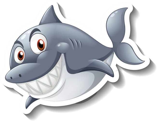 Smiling shark cartoon sticker Royalty Free Vector Image