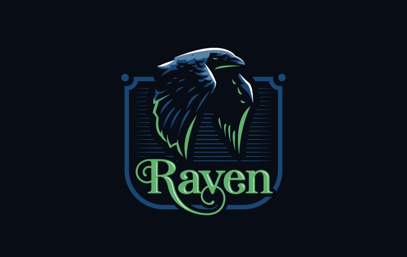 Flying raven in minimalist style Royalty Free Vector Image