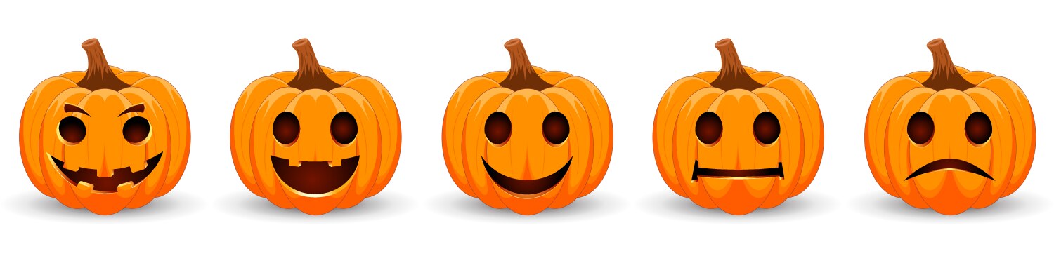 Halloween pumpkin set emotion variation simple Vector Image