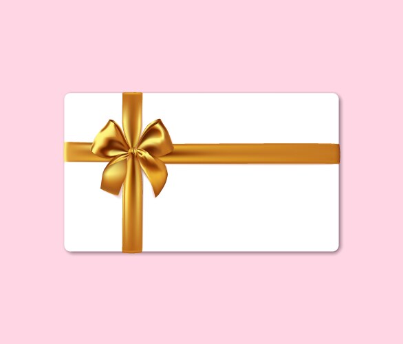 Blank gift card template with pink bow and ribbon Vector Image