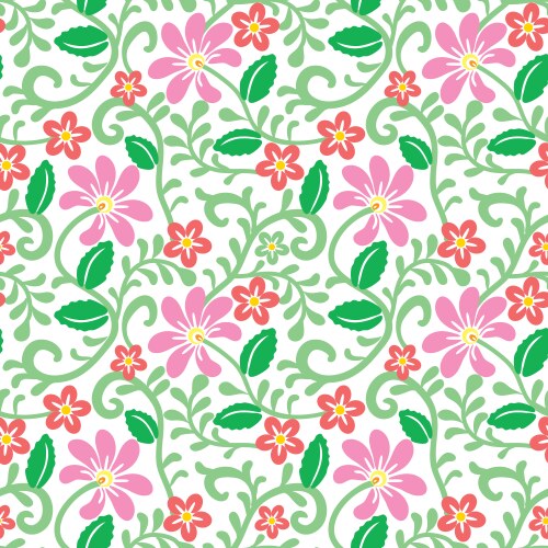 Blooming spring flowers pattern seamless Vector Image