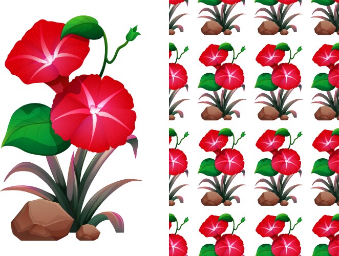 Red rose and white lily flower seamless christmas Vector Image