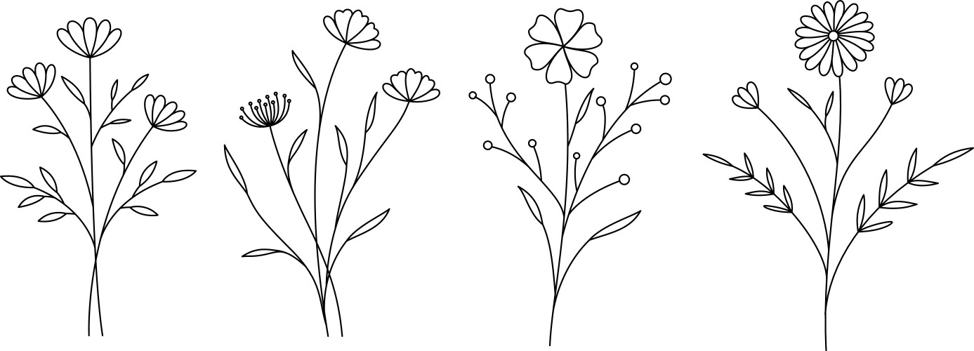 Flower Outline Easy Vector Images (over 500)