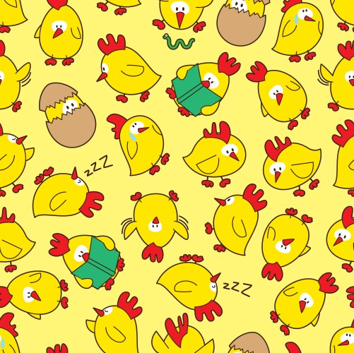 Little yellow chicken seamless Royalty Free Vector Image