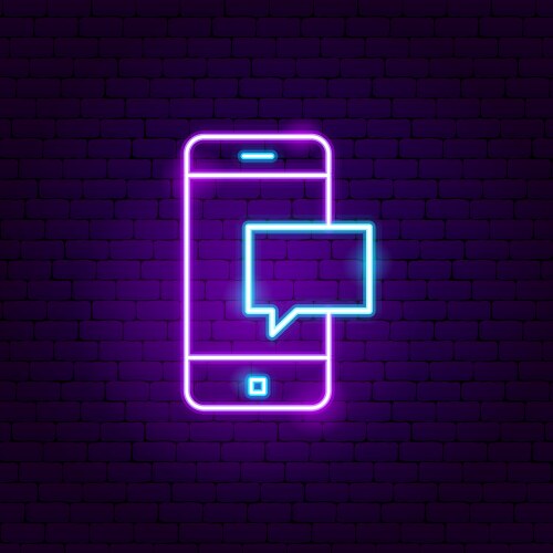 Mobile phone neon label Royalty Free Vector Image