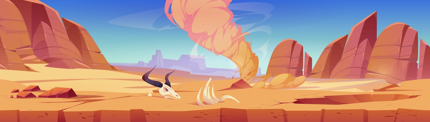 Cartoon nature sand desert landscape with palms Vector Image