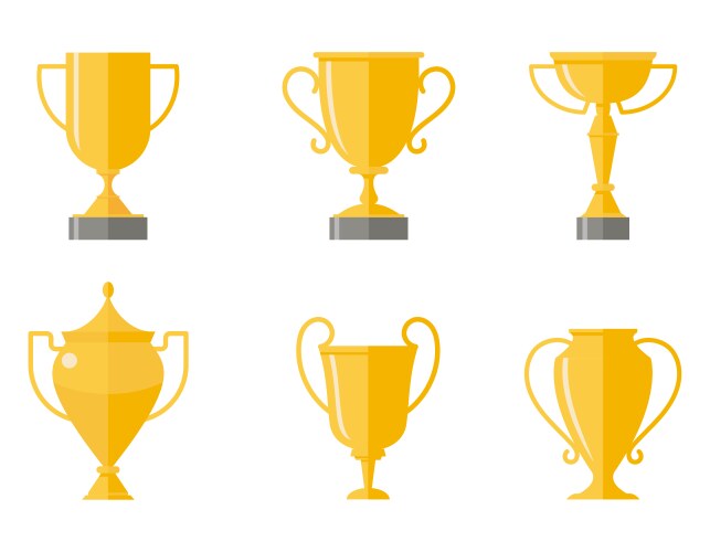 A set winners cups in three colors gold Royalty Free Vector
