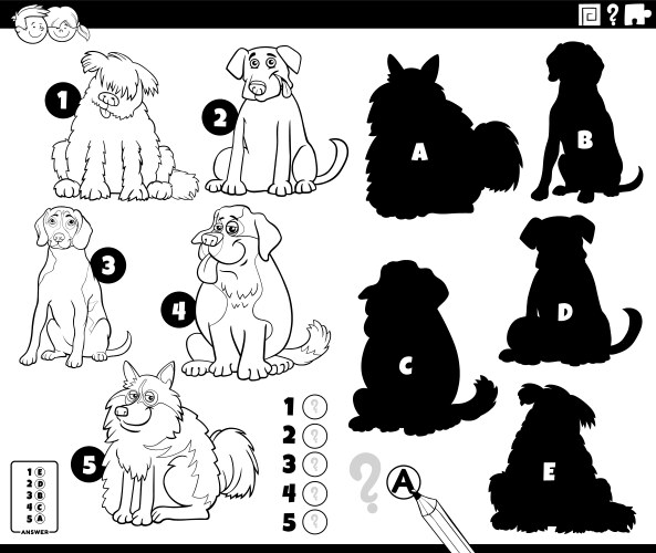 Shadow activity game with cartoon boy and his dog Vector Image
