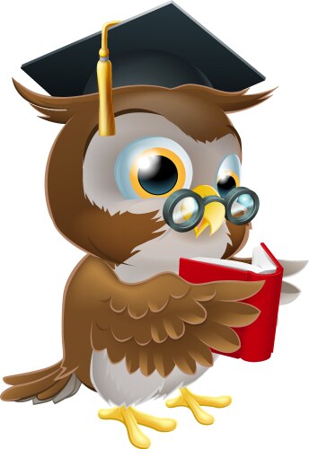 Owl drinking tea and reading newspaper Royalty Free Vector
