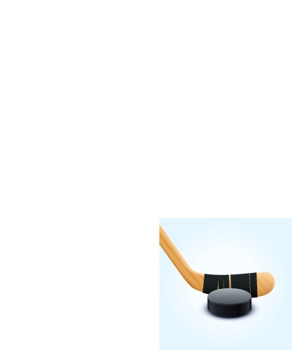 Cartoon hockey stick and puck on white background Vector Image