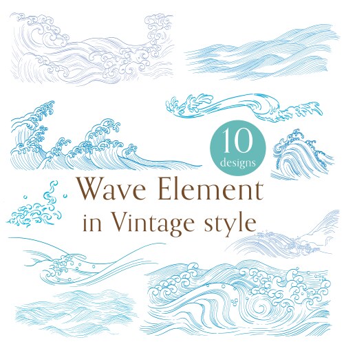 Japanese template hand drawn wave bonsai tree Vector Image