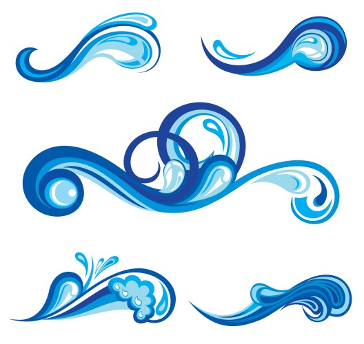 Wave emblems ocean water abstract isolated Vector Image