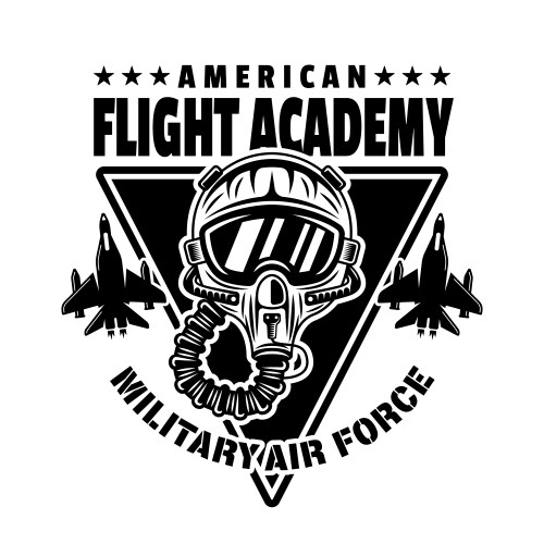 Flight academy emblem badge label logo Royalty Free Vector