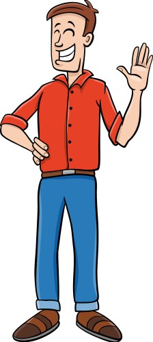 Happy guy tiny cartoon character sitting on huge Vector Image