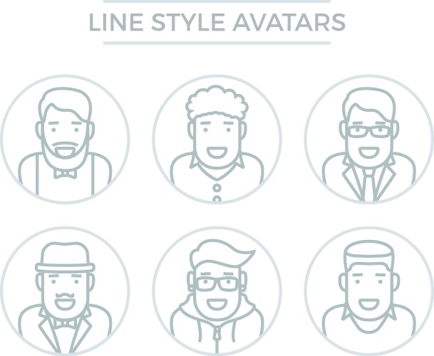 Girls outline avatars collection Royalty Free Vector Image