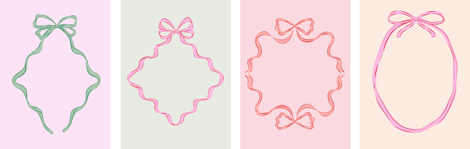 Vintage retro bows frames collection prints Vector Image