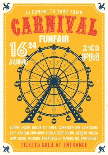 Carnival fun park poster Royalty Free Vector Image