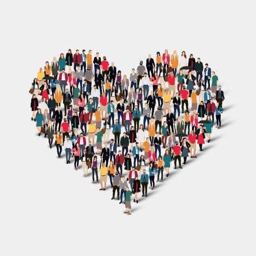 People community heart shape group love crowd Vector Image