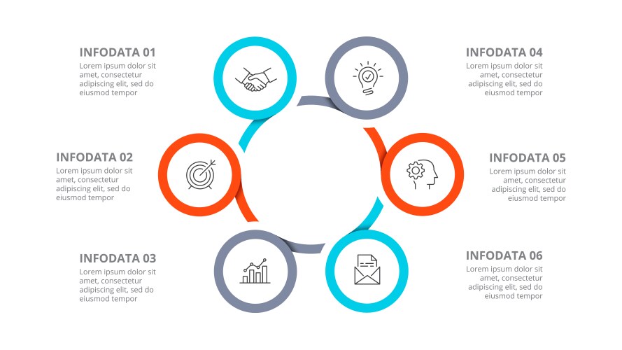 Infographic cyclic diagram with 6 elements Vector Image
